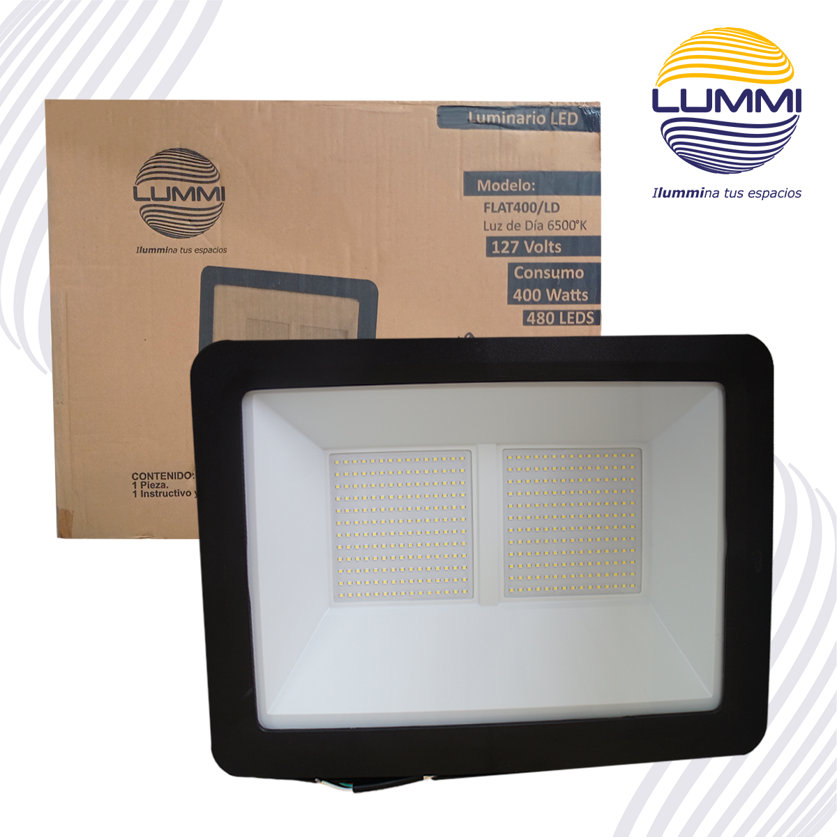 Reflector LED 400W ultradelgado Luz de día/LD (FLAT400/LD) – Lummi