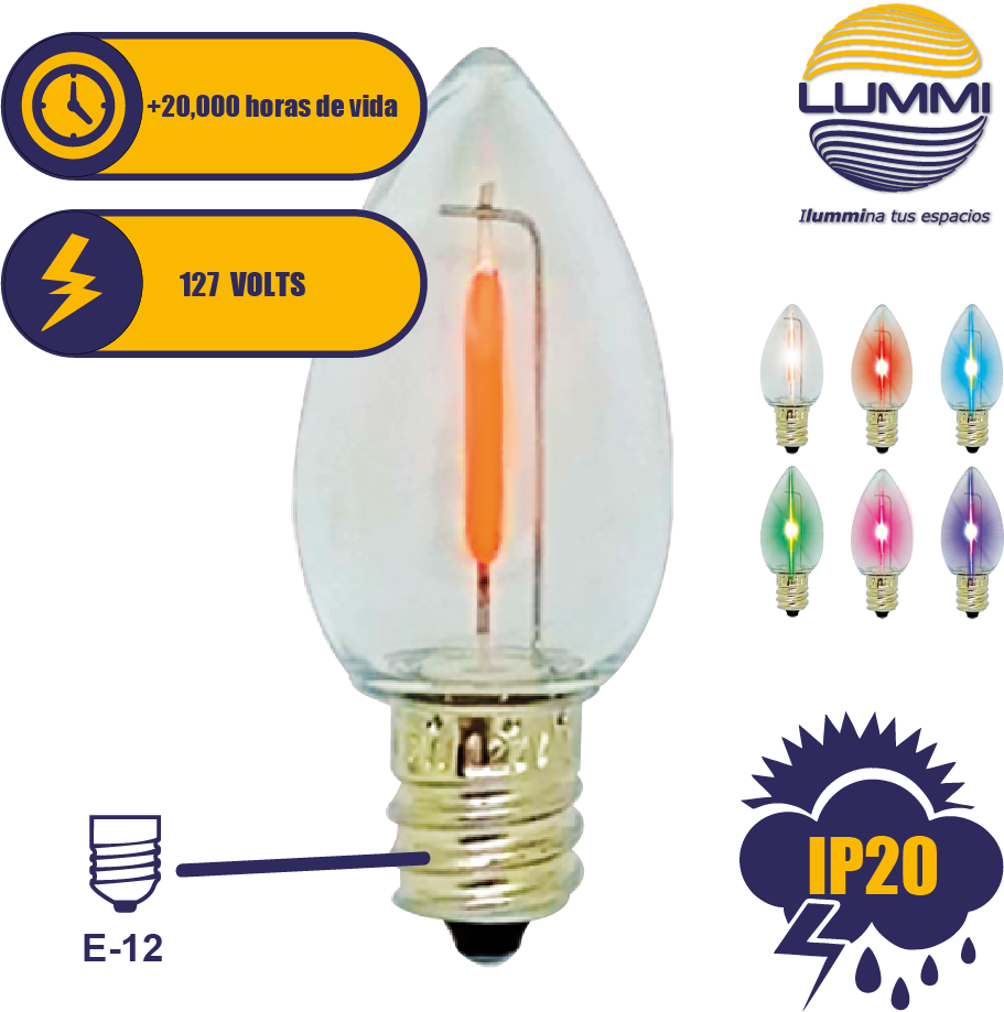 FOCO VELA FILAMENTO DIMEABLE (C7.5FILED) – Lummi