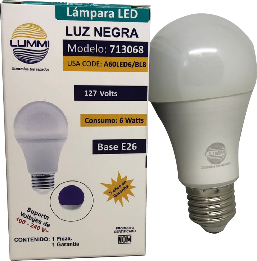 Foco LED 6W Luz Negra (A60LED6/BLB) – Lummi