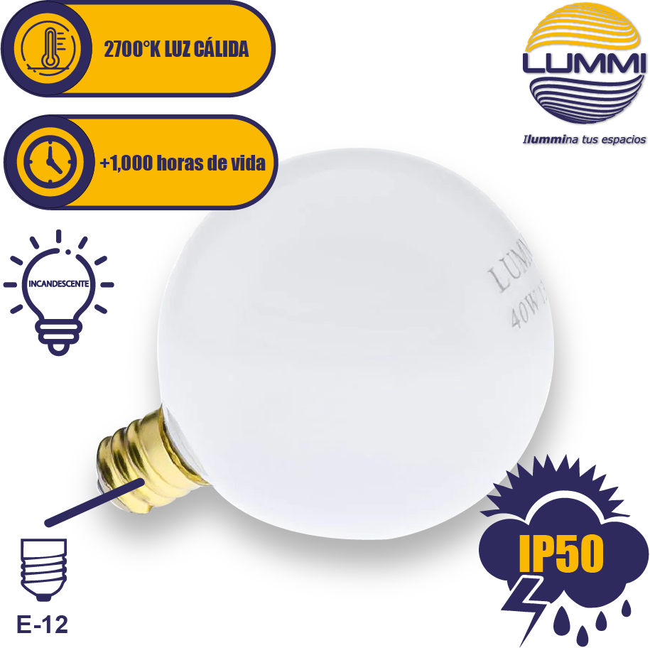 Foco bola blanco 40W (G50BCO) – Lummi